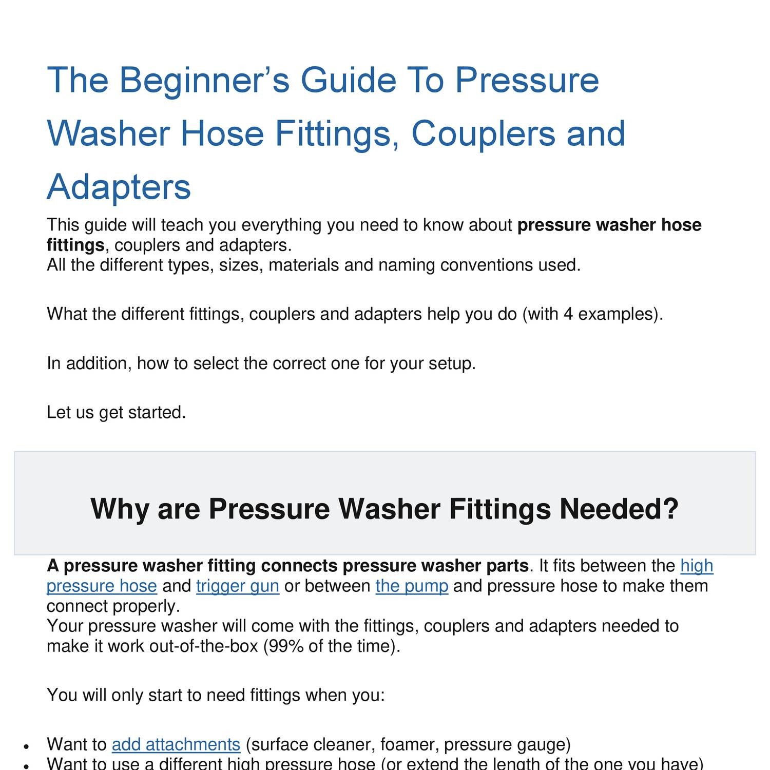 The Beginner’s Guide To Pressure Washer Hose Fittings, Couplers and Adapters.pdf | DocDroid