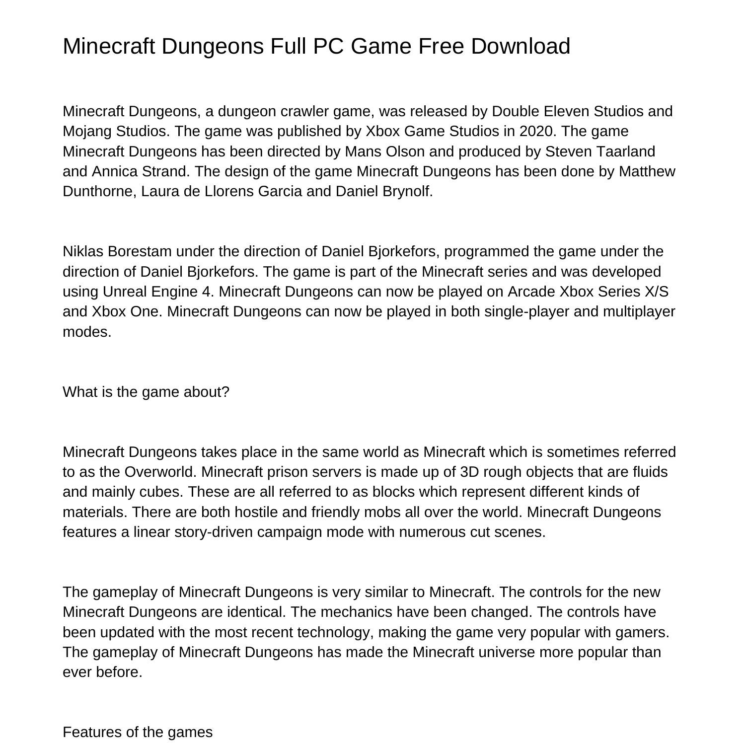 Minecraft Dungeons Full PC Game Downloadspmxg.pdf.pdf | DocDroid