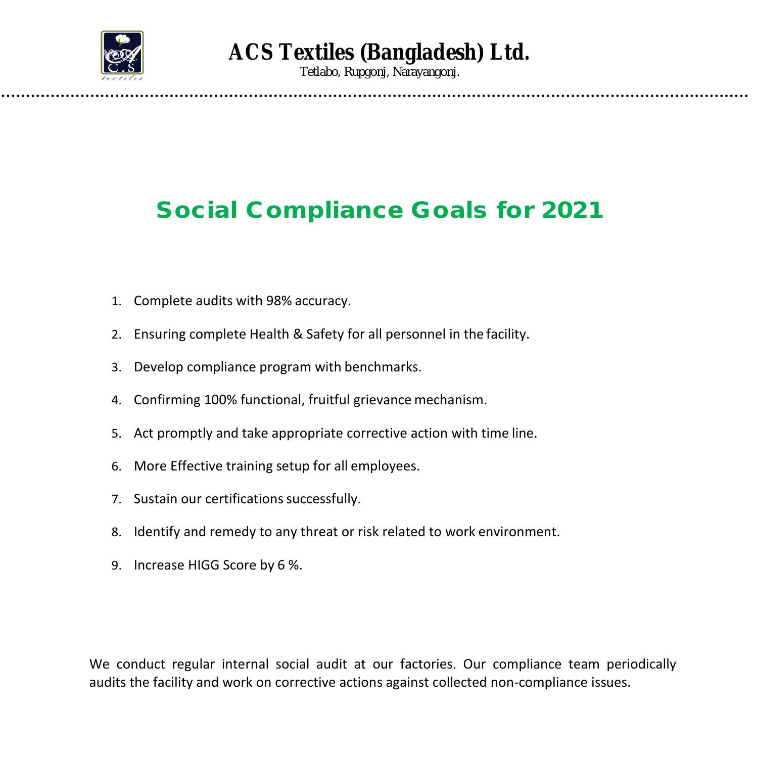 Social Goals and Objectives of ACS Textiles (Bangladesh) Ltd..pdf ...