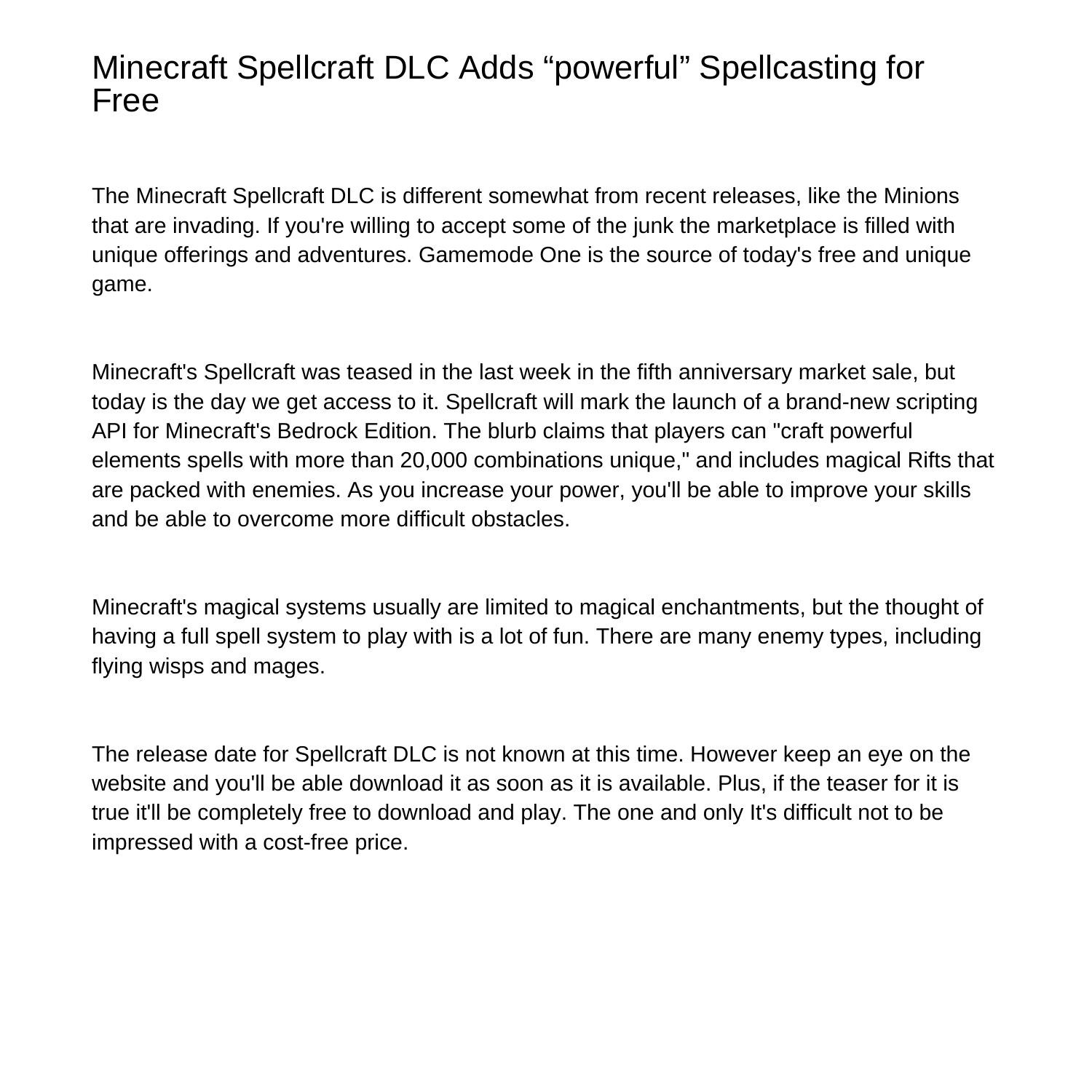 Minecraft Spellcraft DLC Adds powerful Spellcasting for Freegenng.pdf ...