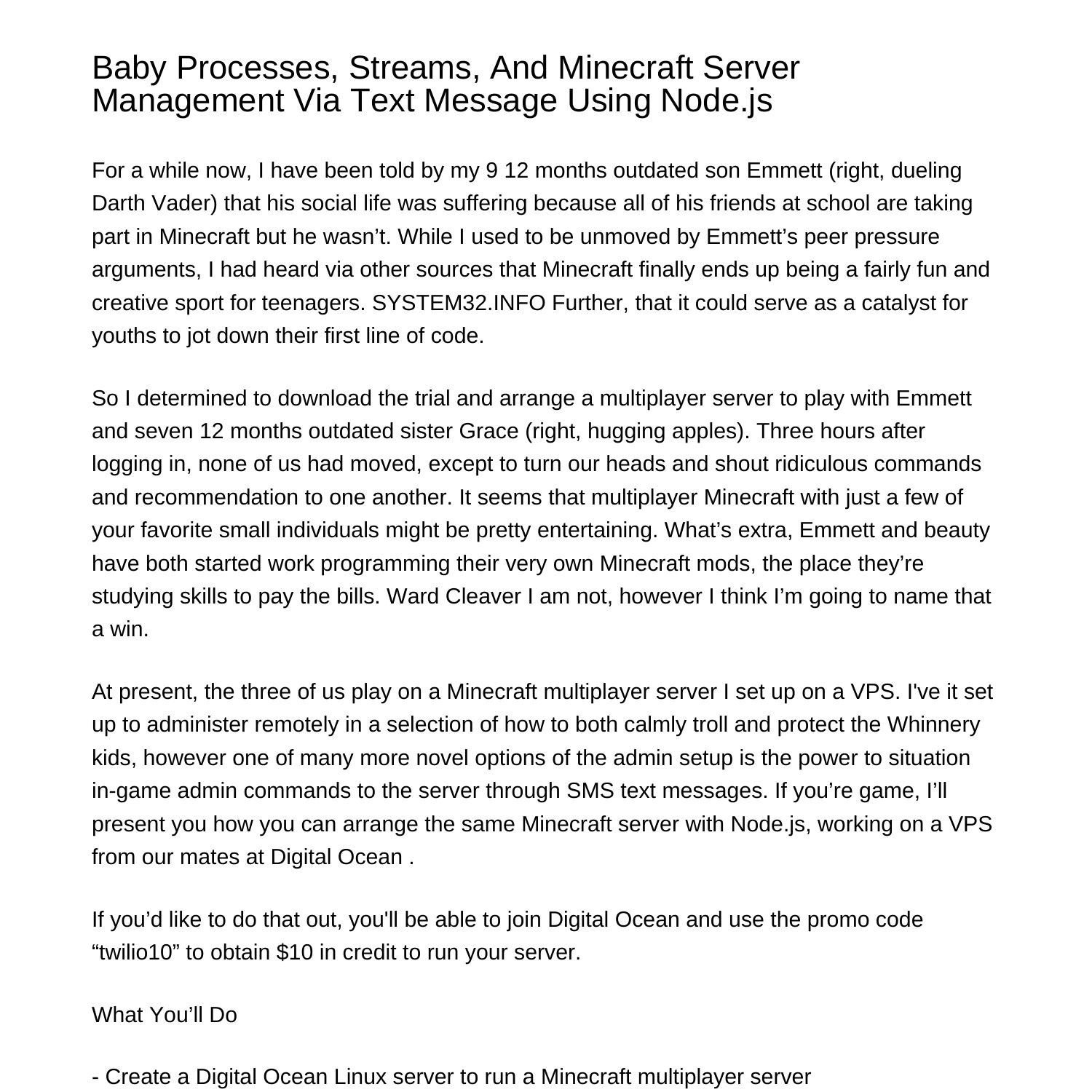 Youngster Processes Streams And Minecraft Server Management Via Text ...
