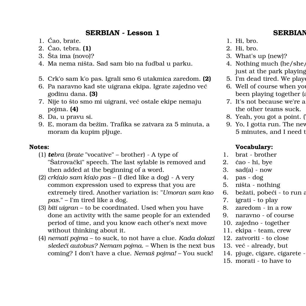 Serbian Lesson 1 Pdf Docdroid