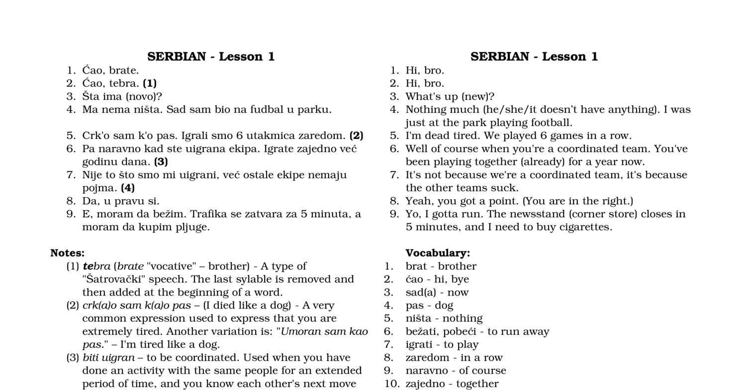 Serbian Lesson 1 Pdf Docdroid
