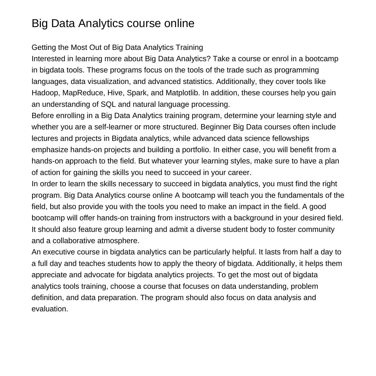 Big Data Analytics Course Onlinejmbac pdf pdf DocDroid
