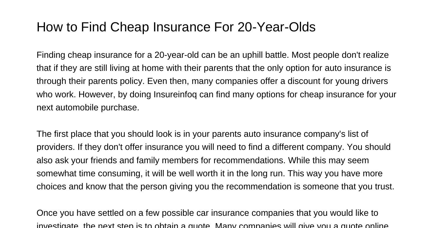 How to Find Cheap Insurance For 20YearOldsqrktg.pdf.pdf | DocDroid