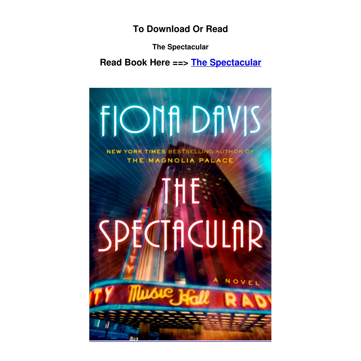 ePub Download The Spectacular BY Fiona Davis.pdf | DocDroid