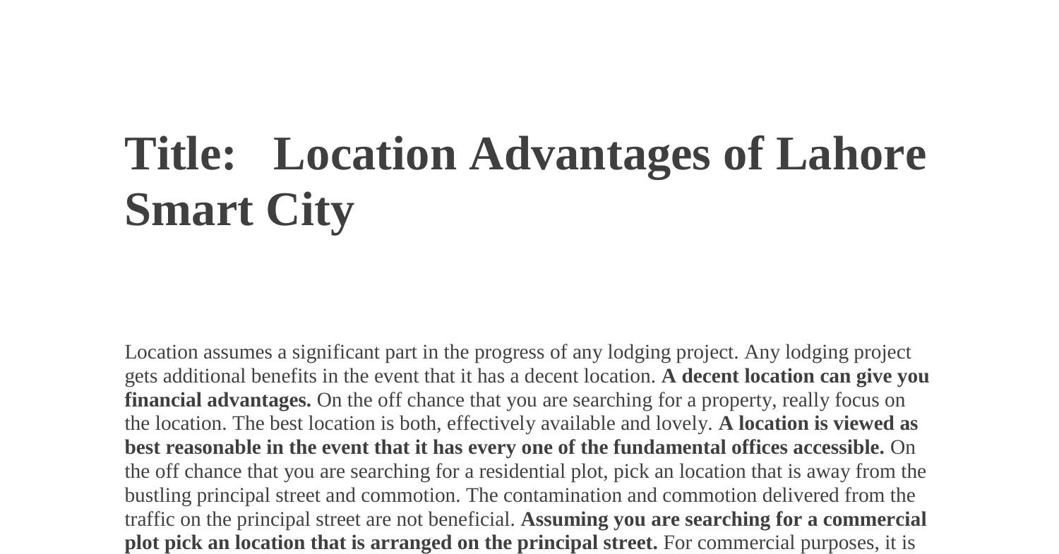 Location Advantages of Lahore Smart City.pdf | DocDroid