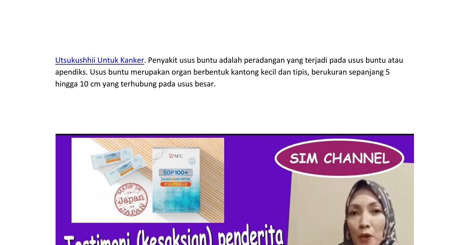 Obat Herbal Usus Buntu Untuk Anak Utsukushhii AFC, WA 0878 9381 1922 ...
