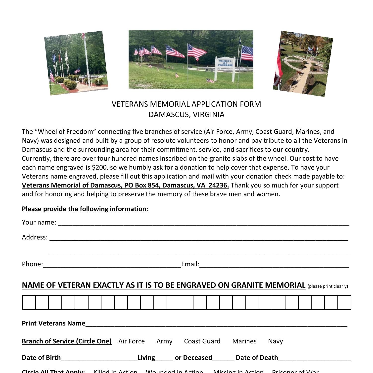 VETERANS MEMORIAL APPLICATION FORM.pdf | DocDroid