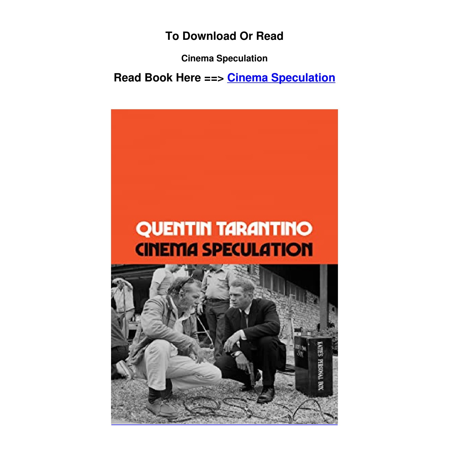 EPub DOWNLOAD Cinema Speculation by Quentin Tarantino.pdf | DocDroid