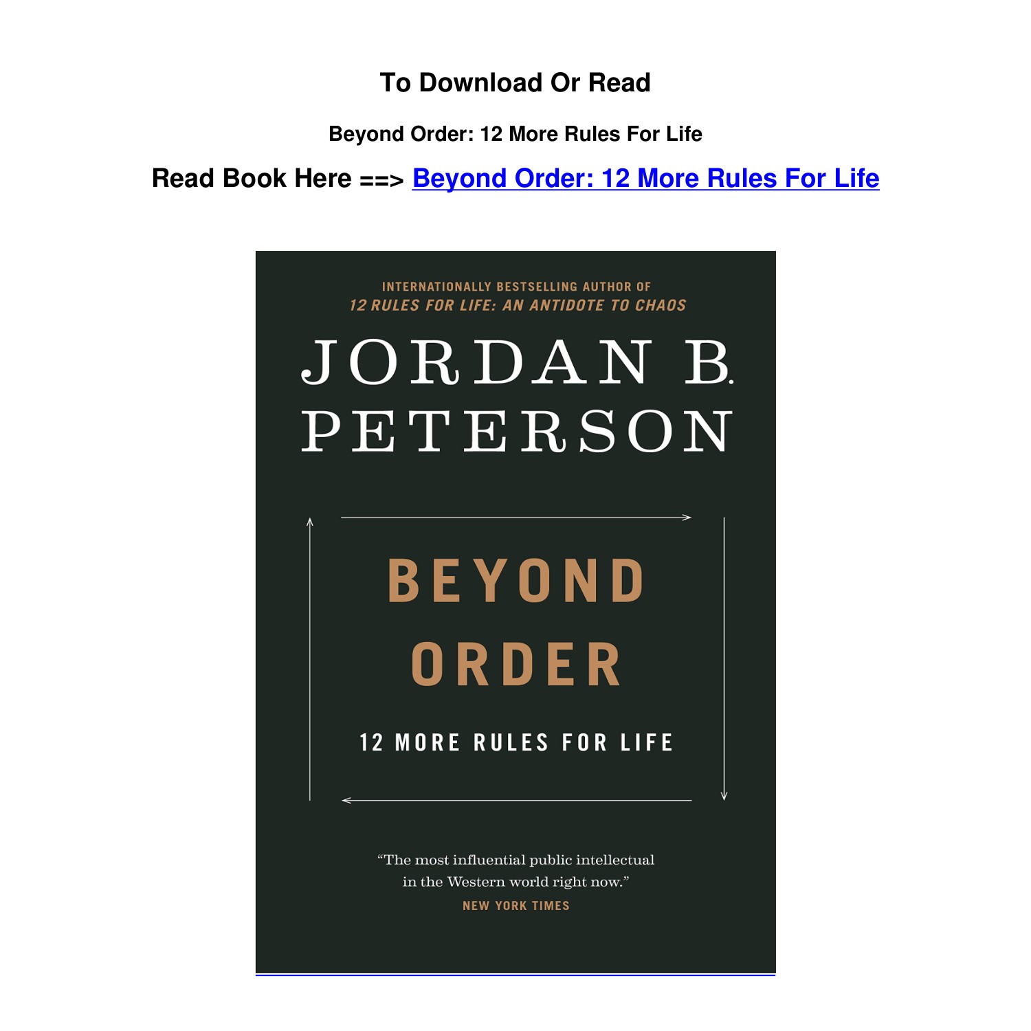 pdf download Beyond Order 12 More Rules For Life BY Jordan B Peterson ...