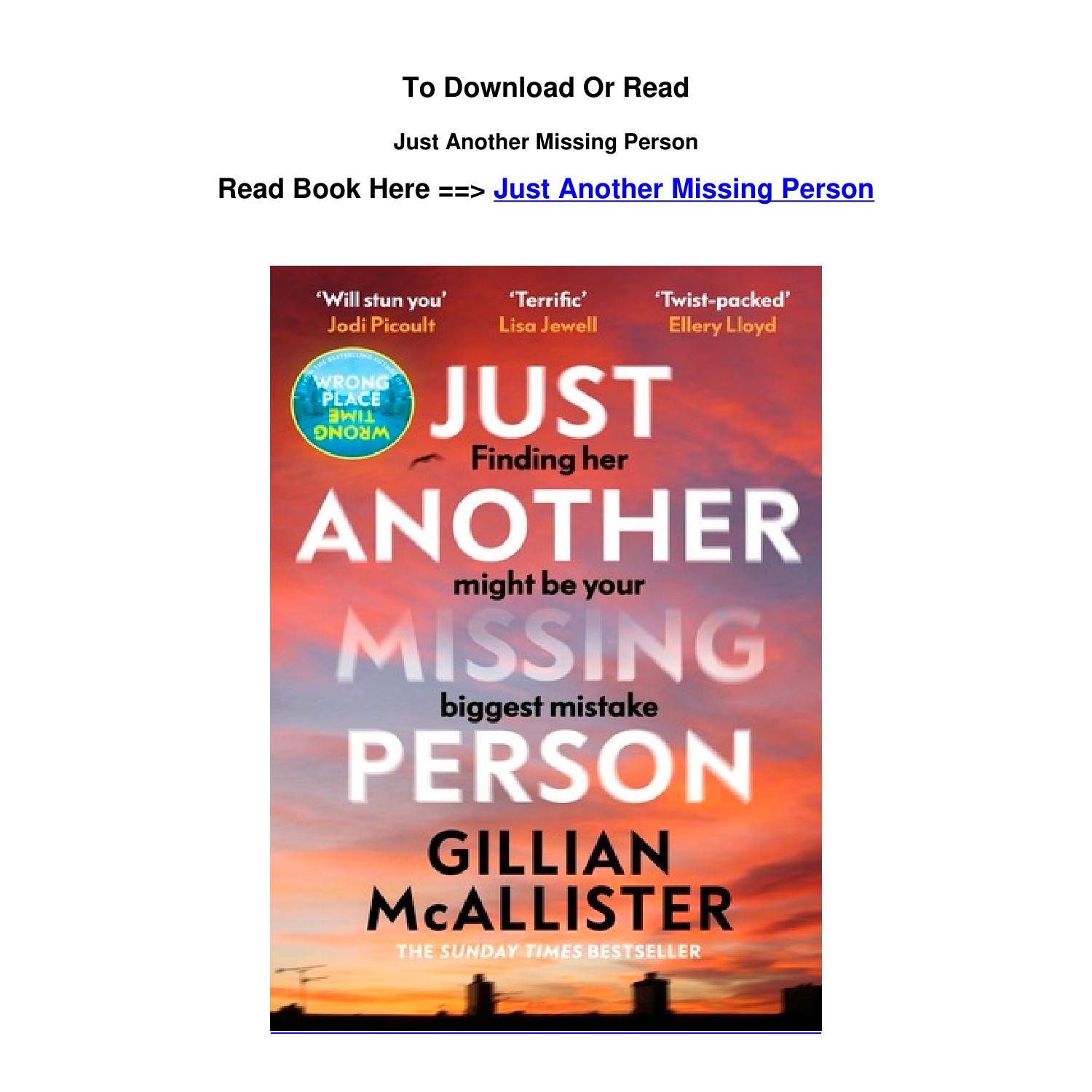 pdf download Just Another Missing Person BY Gillian McAllister.pdf | DocDroid