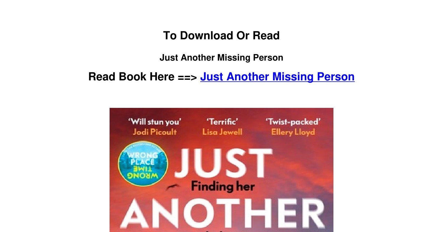 pdf download Just Another Missing Person BY Gillian McAllister.pdf | DocDroid