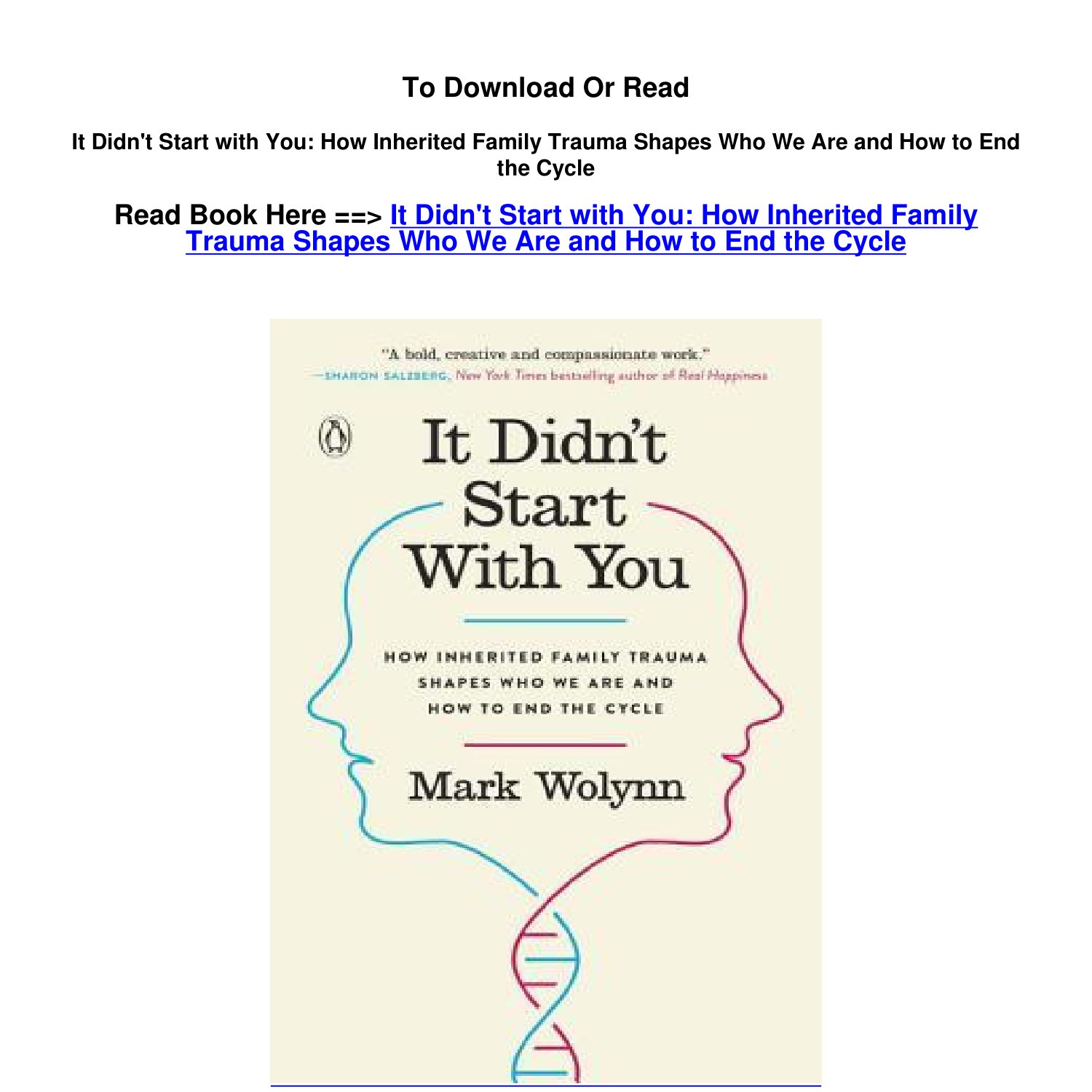 EPUB download It Didn t Start with You How Inherited Family Trauma ...