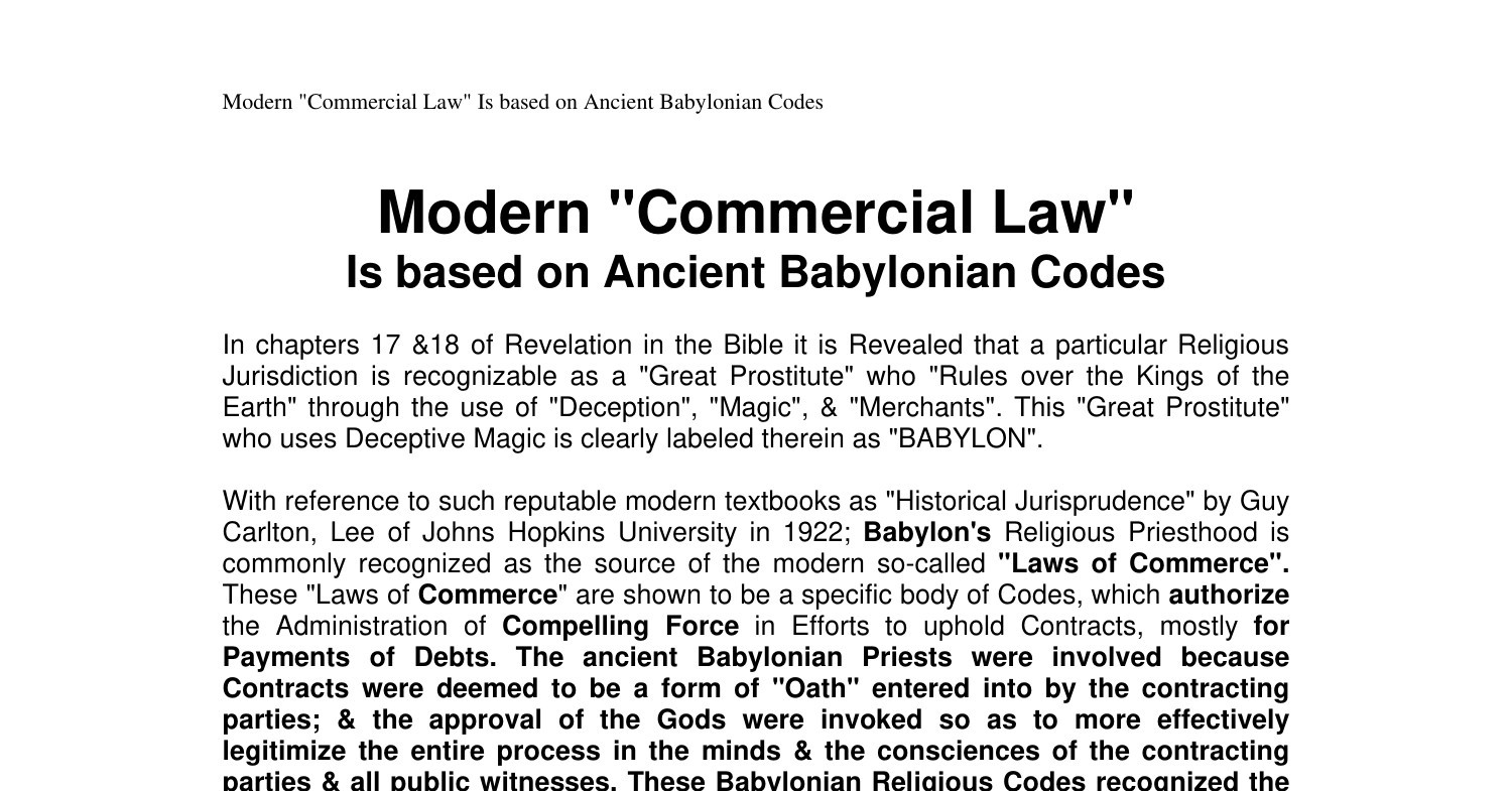 Modern Commercial Law Is based on Ancient Babylonian Codes.pdf | DocDroid