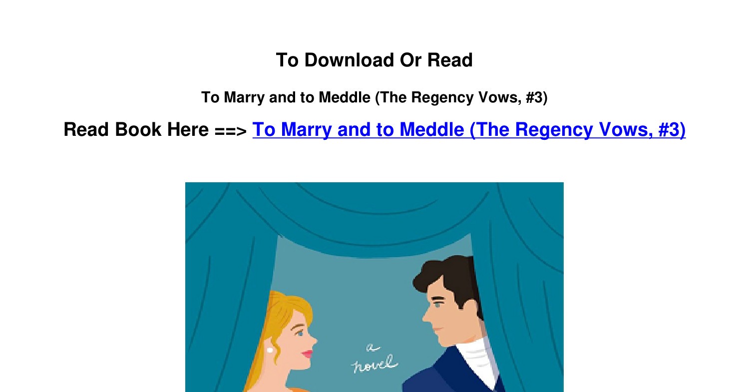 pdf download To Marry and to Meddle The Regency Vows 3 By Martha Waters ...