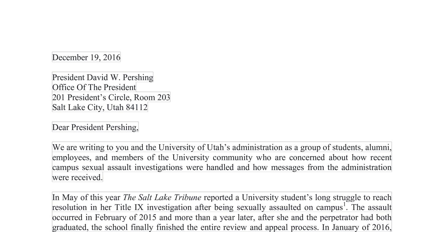 Letter to University of Utah from SLC Against Sexual Assault, OFFICIAL ...