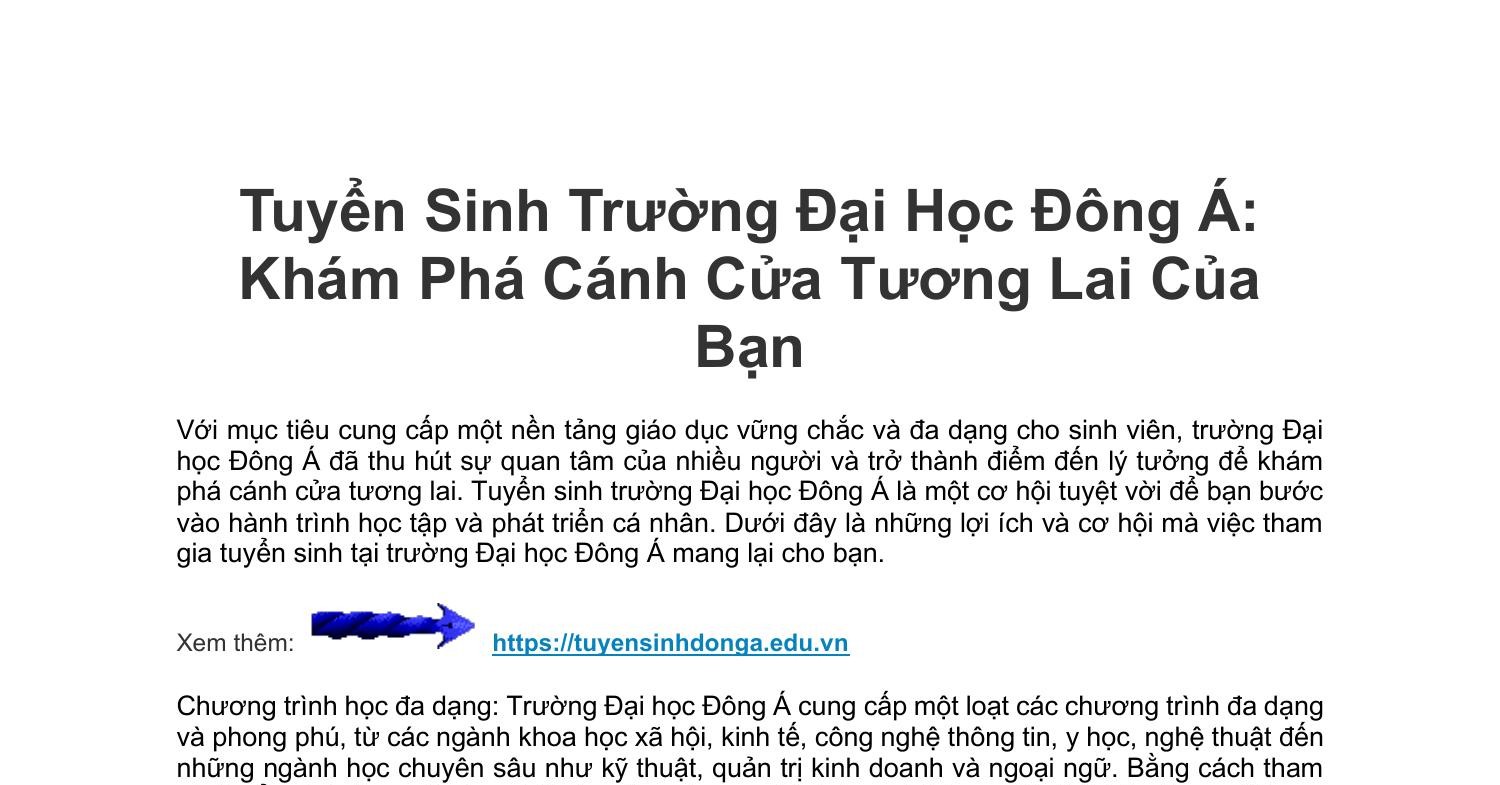 tuyen sinh truong dai hoc dong a.docx | DocDroid