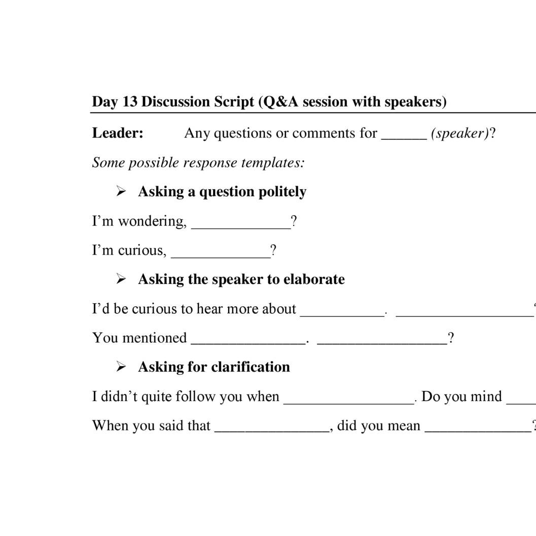 Day 13 Discussion Script.docx | DocDroid