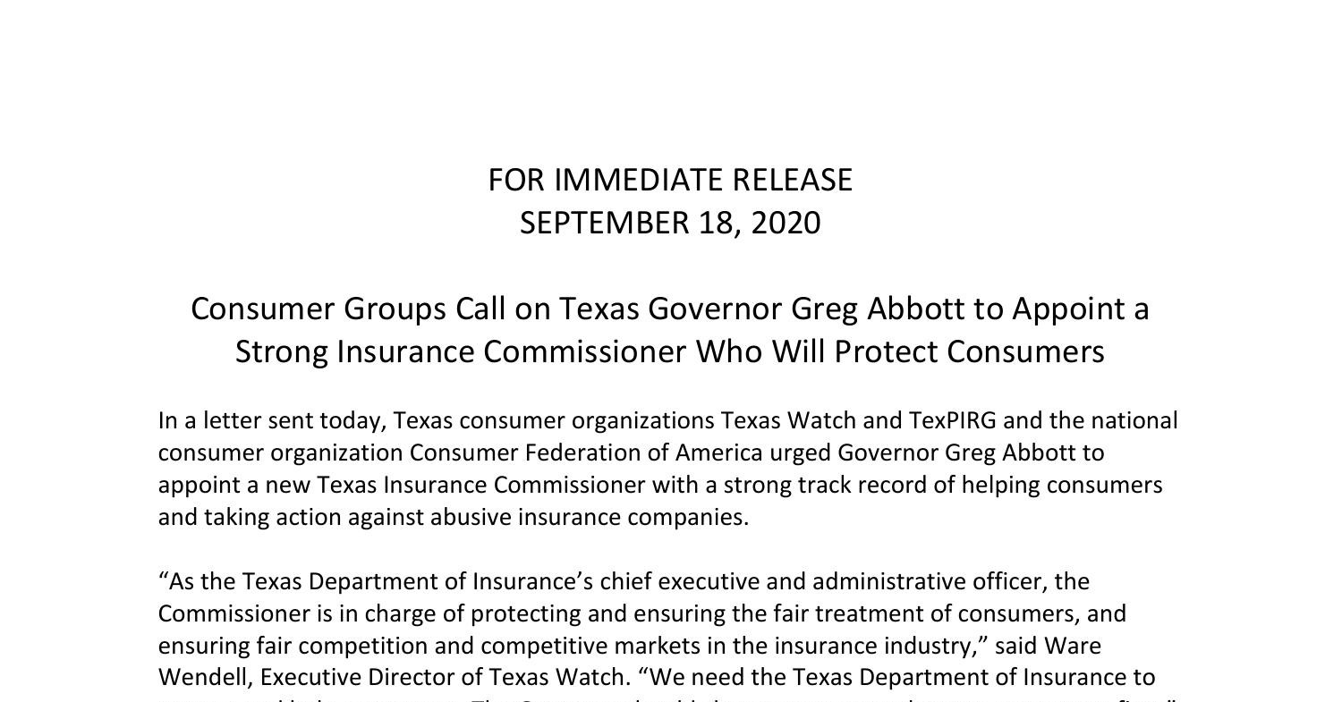 Press Release-New Texas Insurance Commissioner.pdf | DocDroid