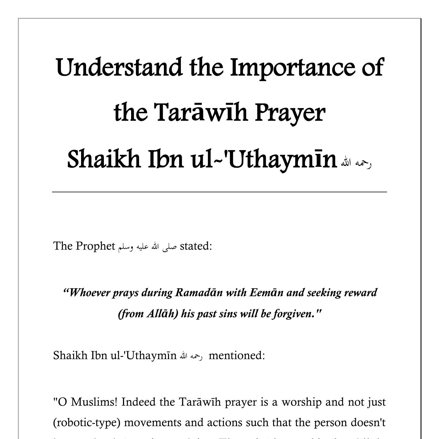 Understand the Importance of the Tarāwīh Prayer.pdf | DocDroid