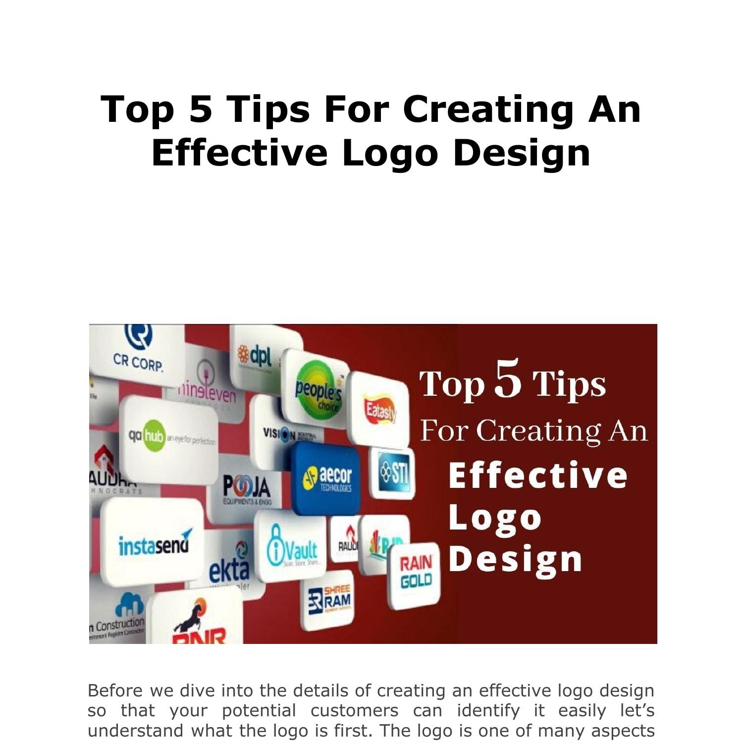 Top 5 Tips For Creating An Effective Logo Design.pdf | DocDroid
