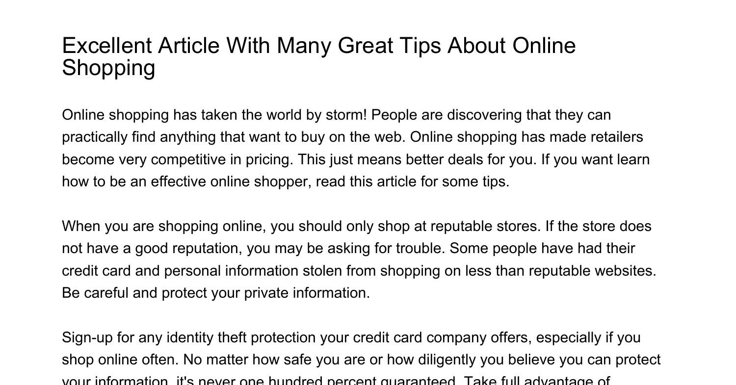Excellent Article With Many Great Tips About Online Shoppinghkpyr.pdf ...