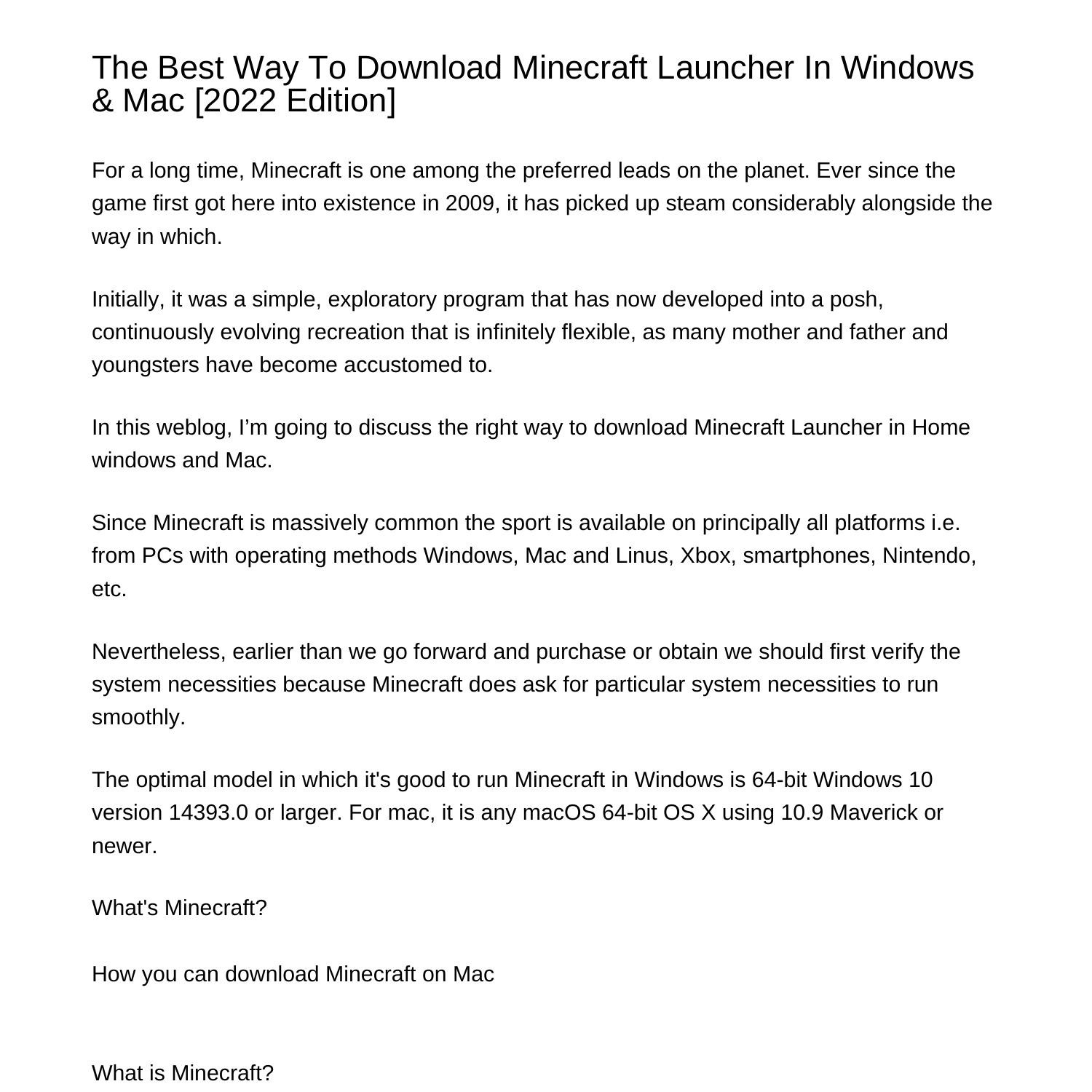The Right Way To Download Minecraft Launcher In Home Windows Mac 2022 ...