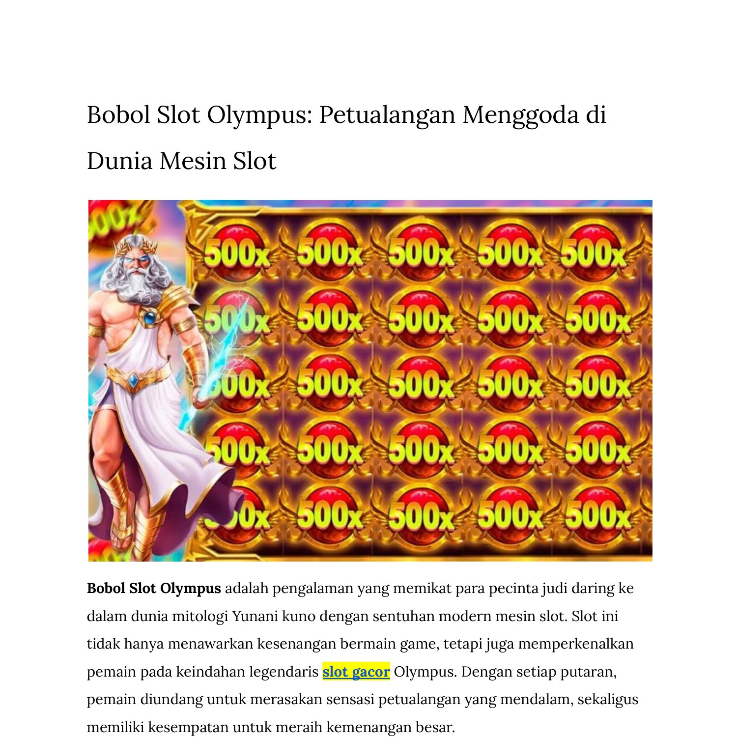 Bobol Slot Olympus_ Petualangan Menggoda di Dunia Mesin Slot.pdf | DocDroid