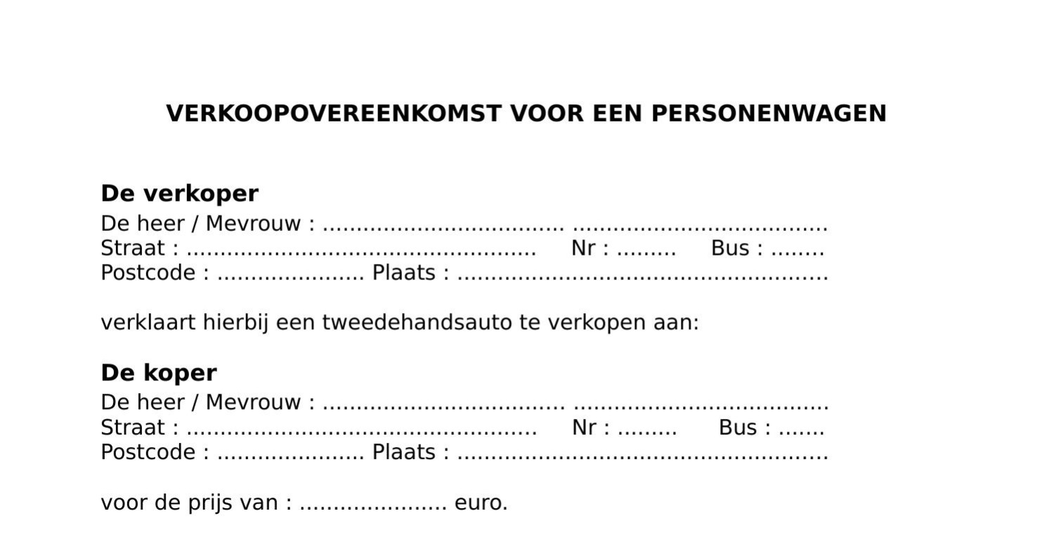 VERKOOPOVEREENKOMST VOOR EEN PERSONENWAGEN.pdf | DocDroid