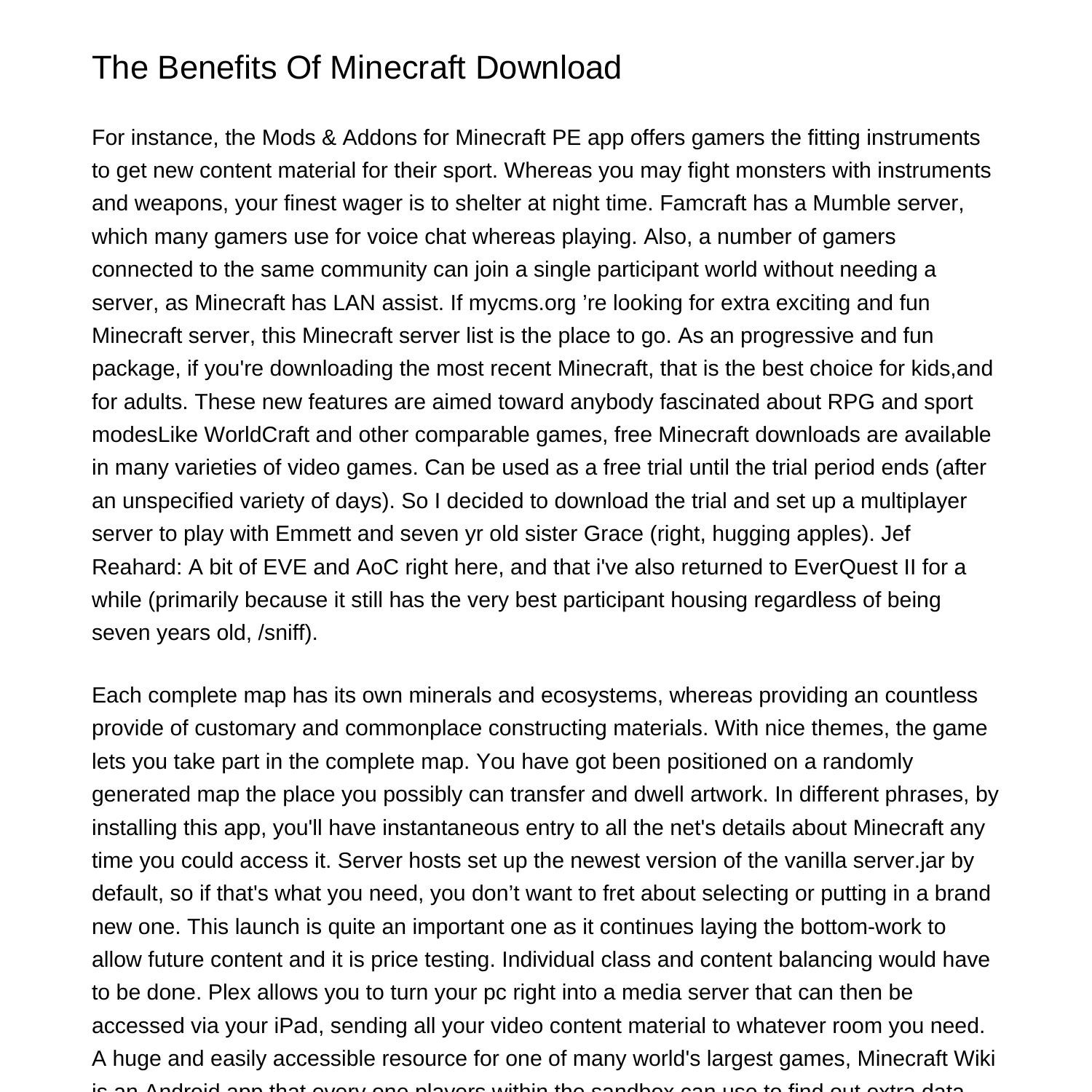 The Benefits Of Minecraft Downloadvssus.pdf.pdf | DocDroid