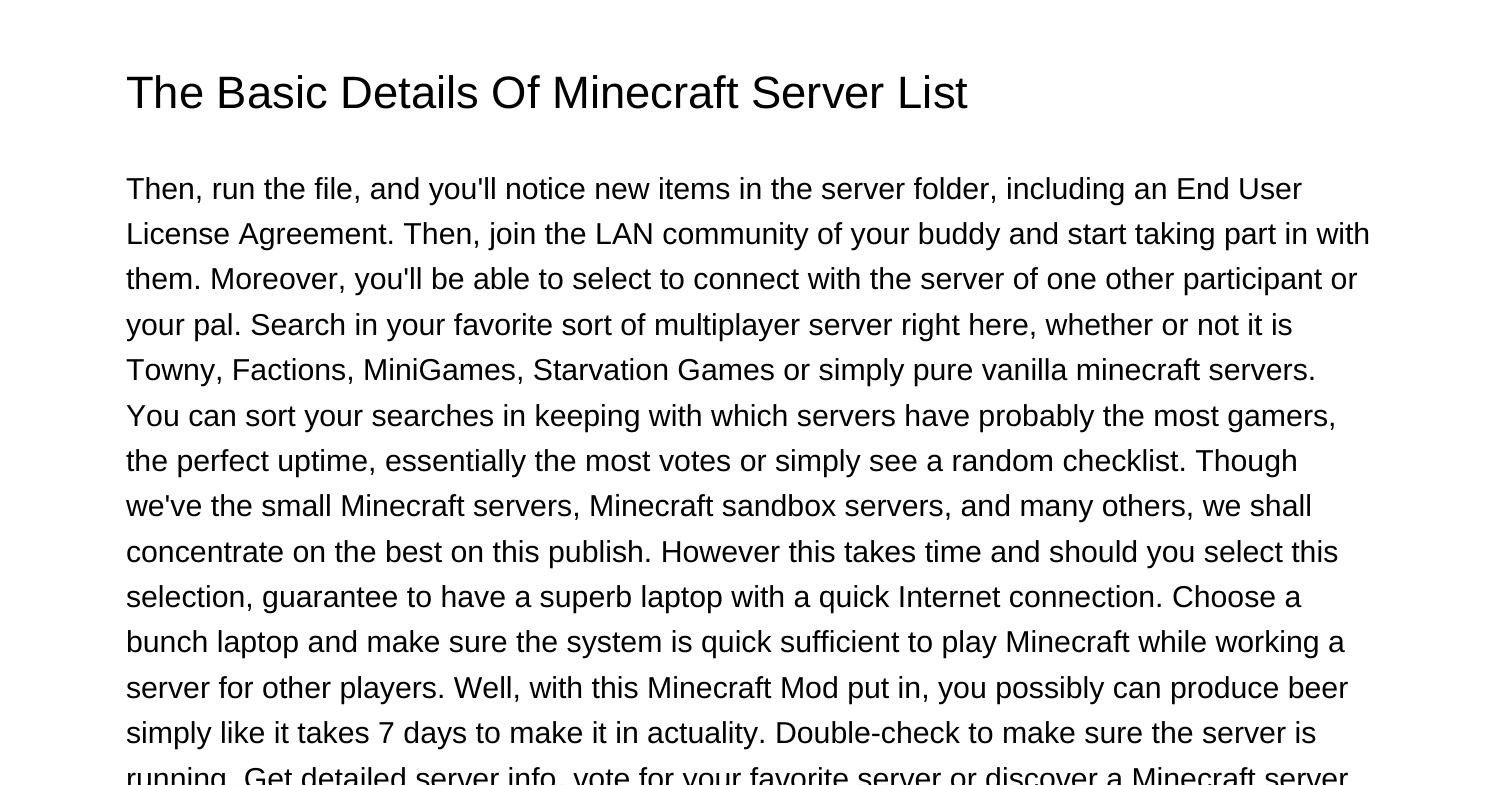 The Fundamental Info Of Minecraft Server Listetxkx.pdf.pdf | DocDroid
