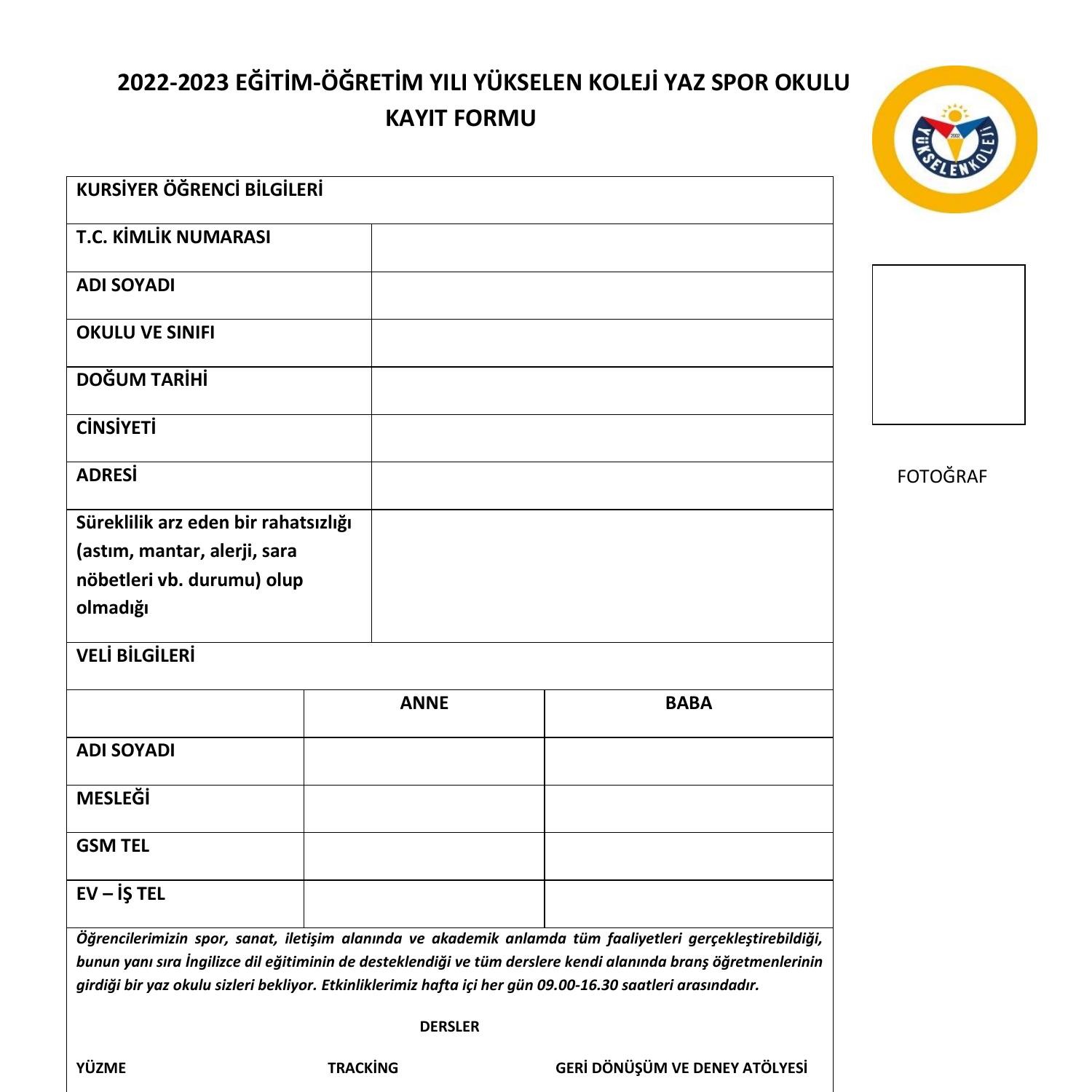 YÜKSELEN KOLEJİ YAZ SPOR OKULU KAYIT FORMU.pdf | DocDroid