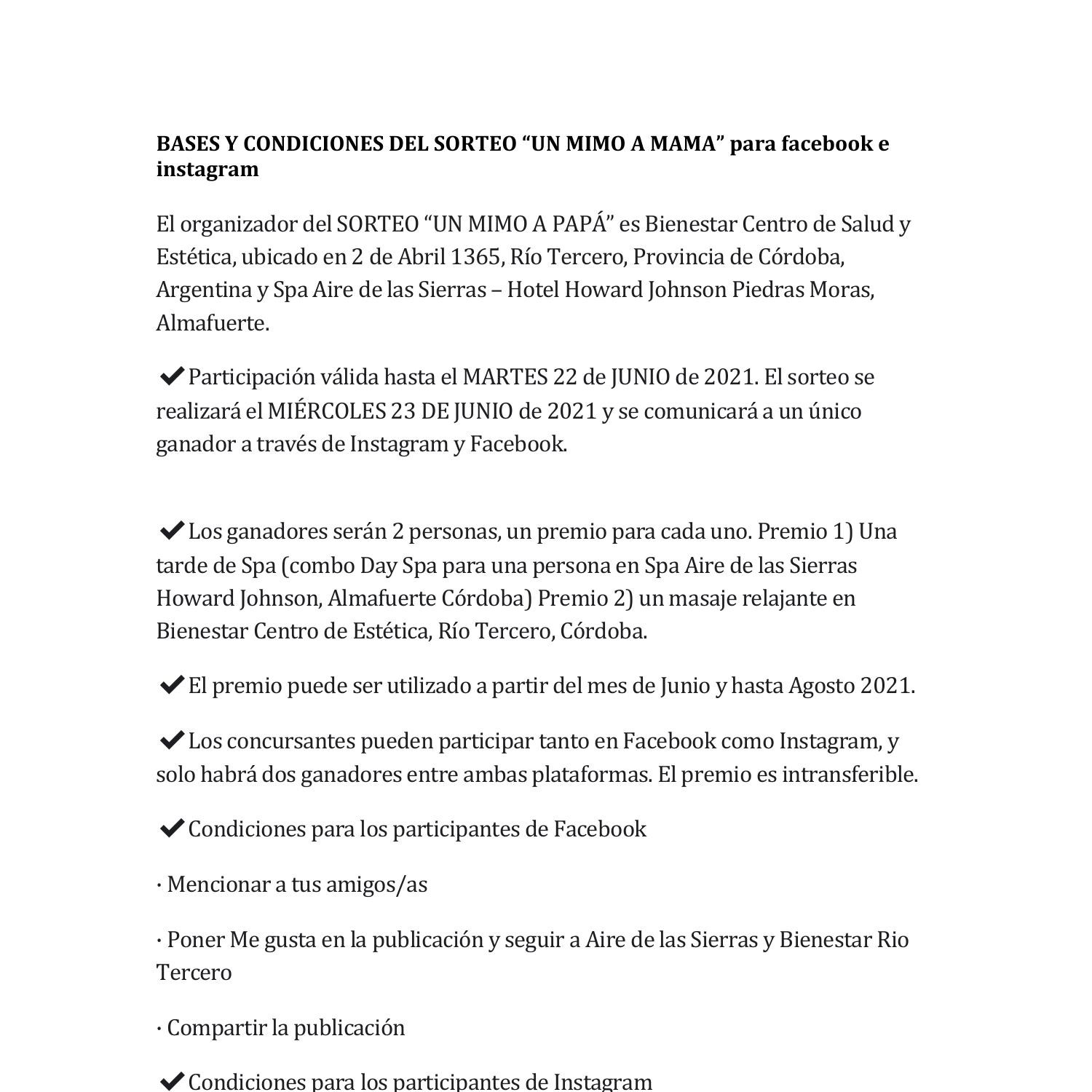 BASES Y CONDICIONES DEL SORTEO bienestar y spa.docx | DocDroid