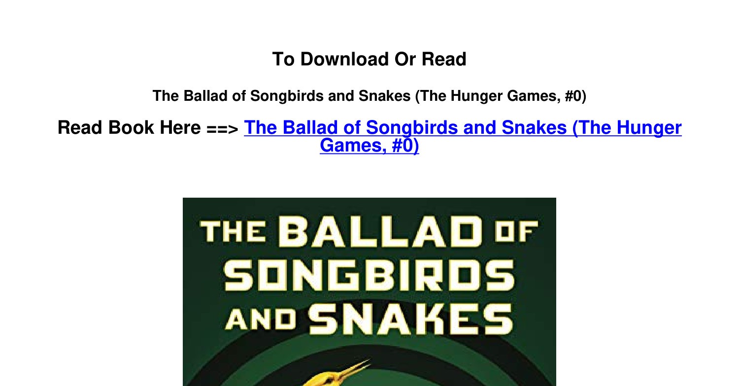 pdf DOWNLOAD The Ballad of Songbirds and Snakes The Hunger Games 0 By ...