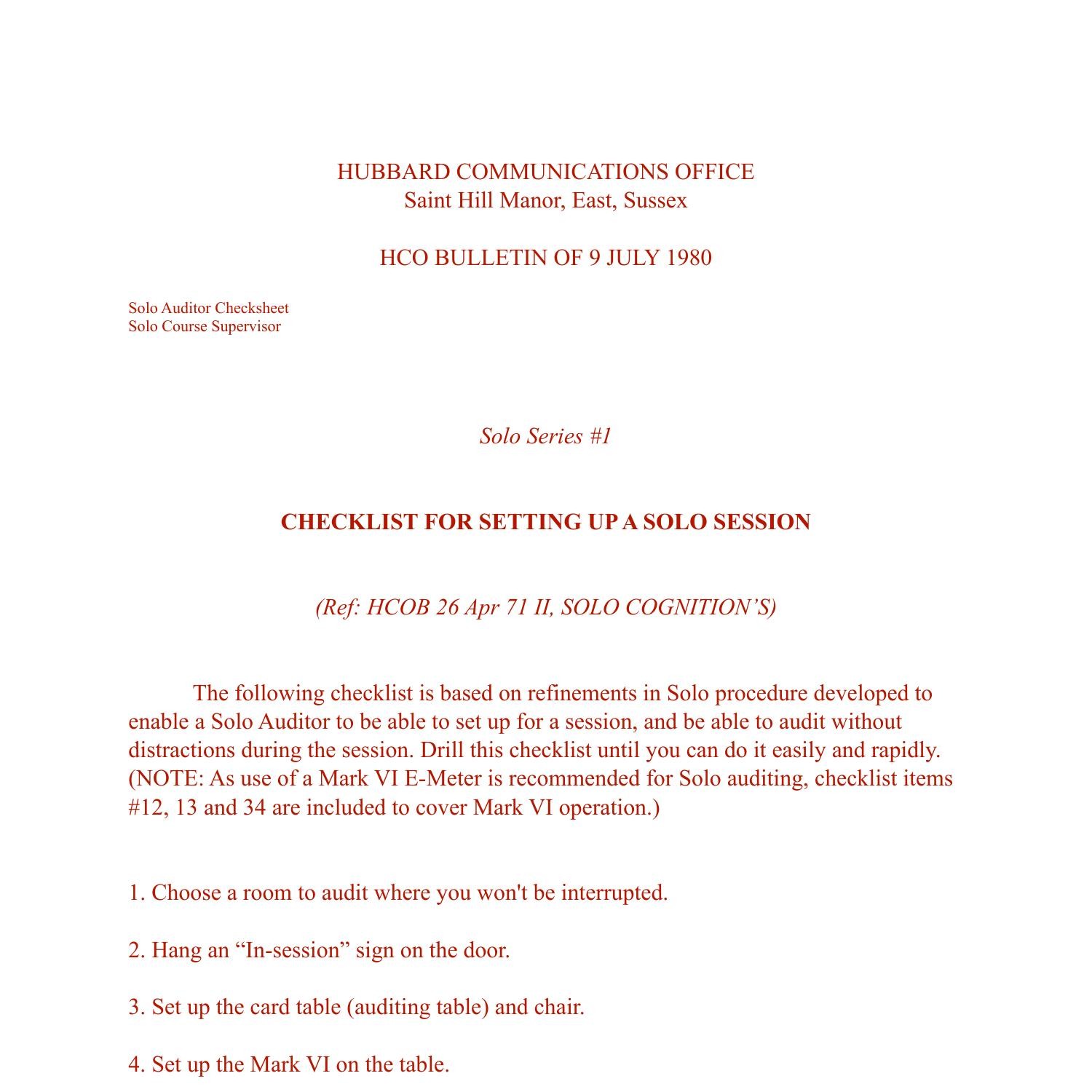Checklist for Setting Up a Solo Session.pdf | DocDroid