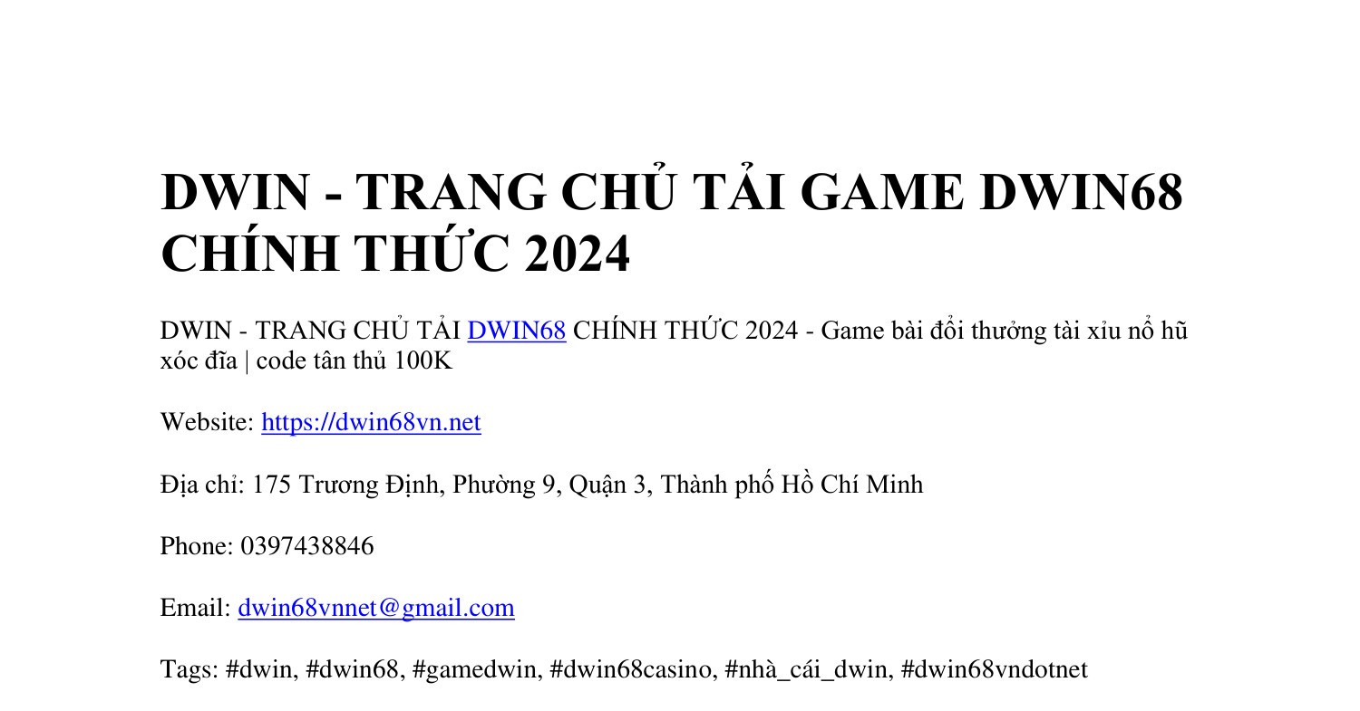 DWIN - TRANG CHỦ TẢI GAME DWIN68 CHÍNH THỨC 2024.docx | DocDroid