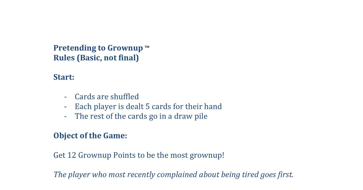Pretending to Grownup – Rules.docx | DocDroid