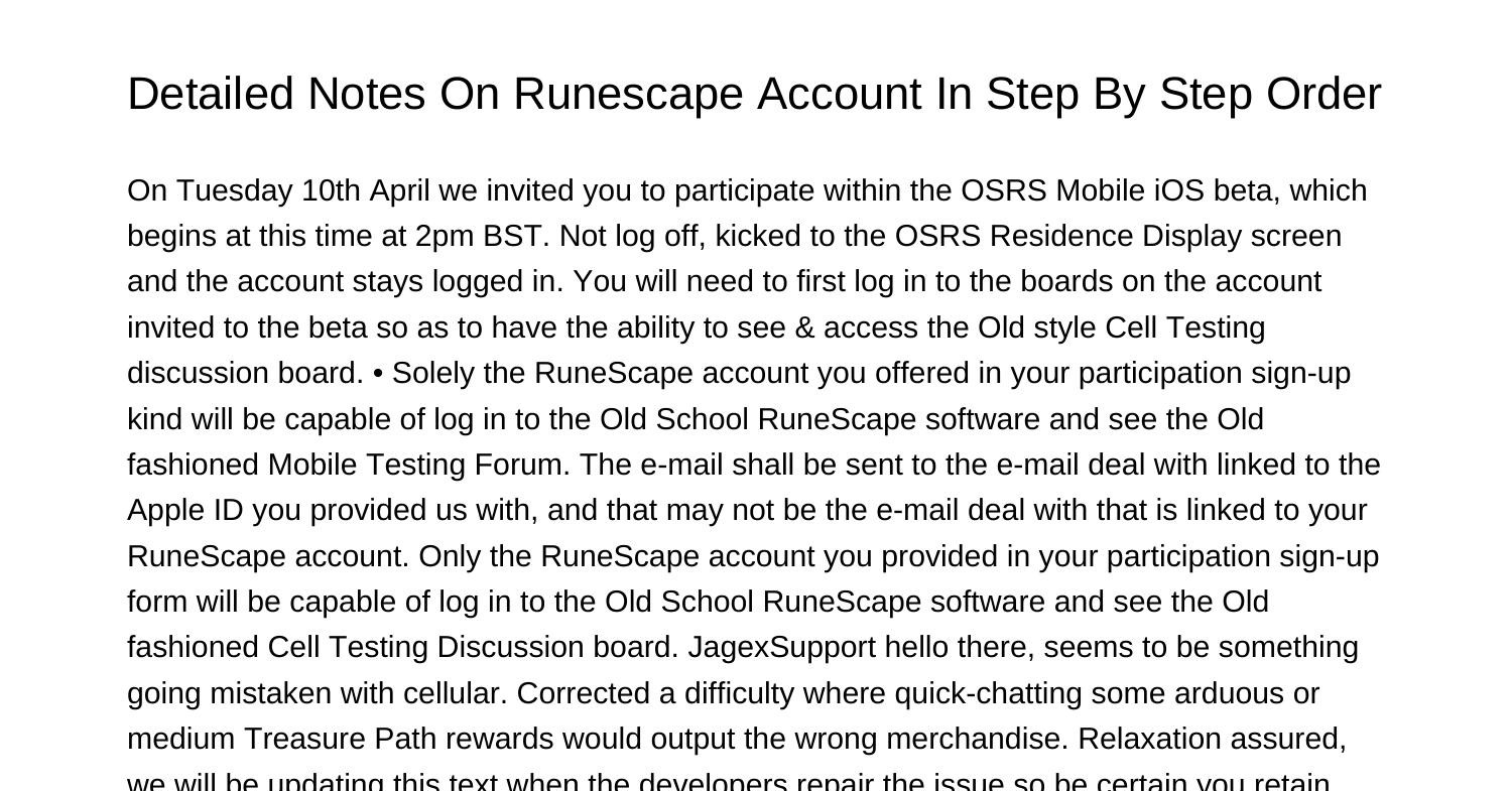 Detailed Notes On Runescape Account In Step By Step Orderuwqep.pdf.pdf ...