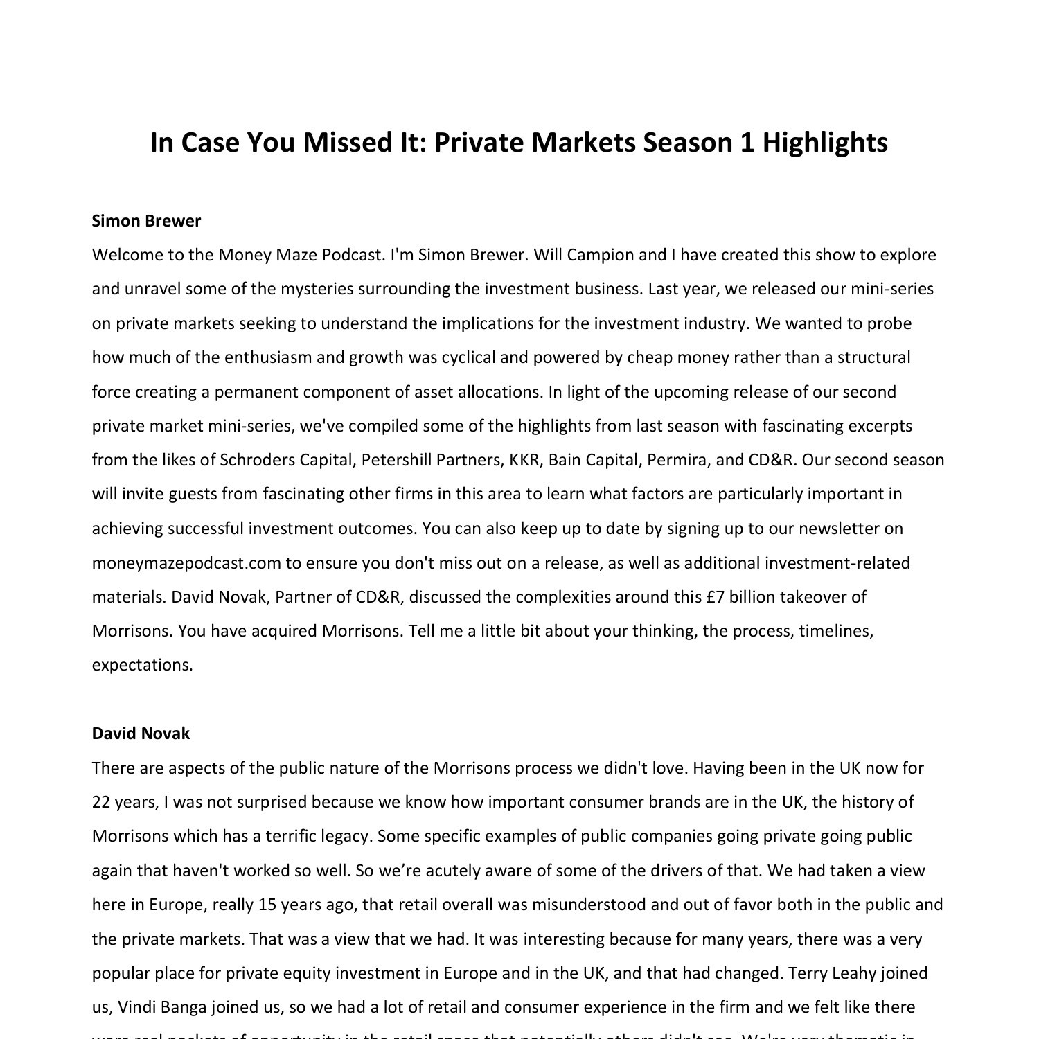 Episode 108 Private Markets Season 1 Highlights Pdf Docdroid