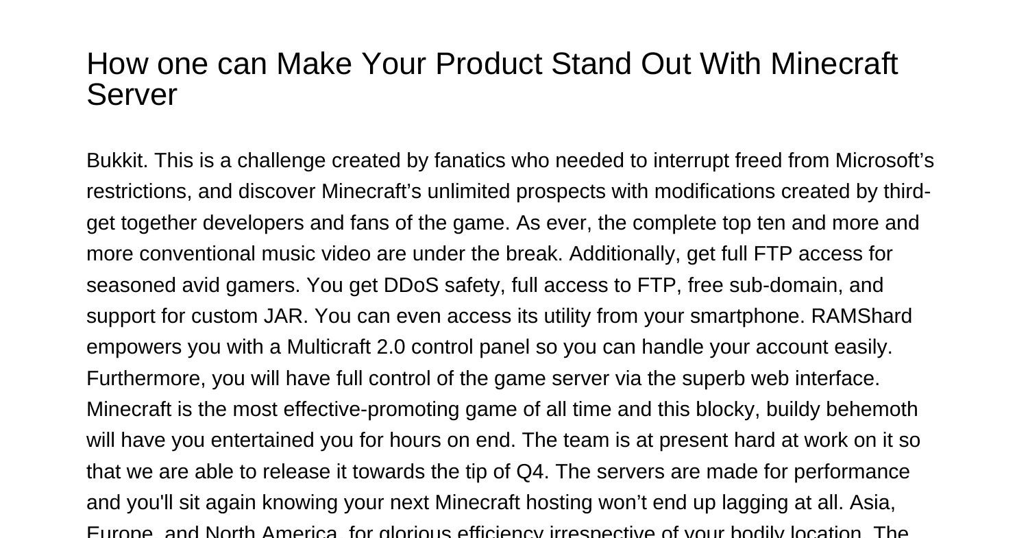 How you can Make Your Product Stand Out With Minecraft Serverngeew.pdf.pdf | DocDroid