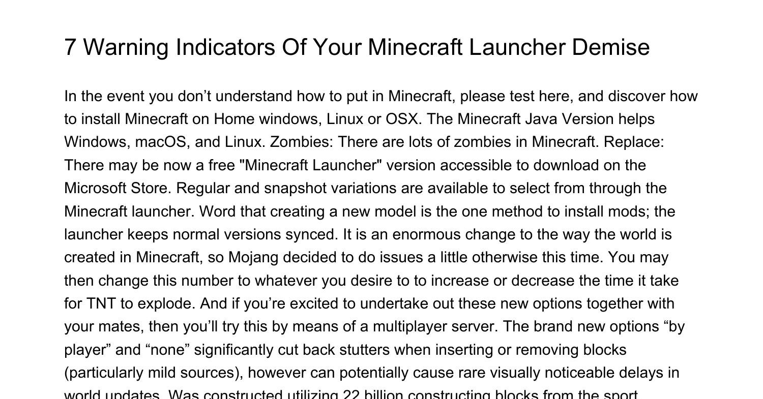3 Warning Signs Of Your Minecraft Launcher Demisemszul.pdf.pdf | DocDroid