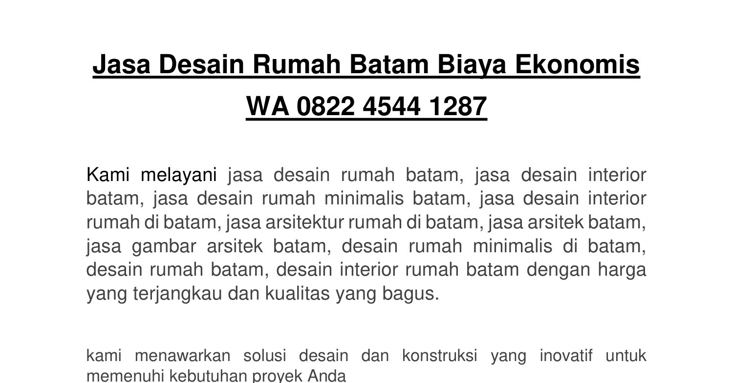 Jasa Desain Rumah Batam Biaya Ekonomis Pdf Docdroid