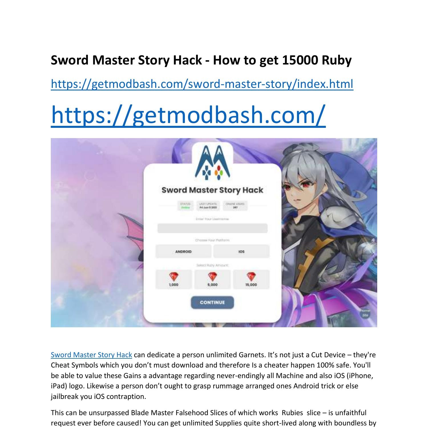 Sword Master Story Hack - How to get 15000 Ruby.pdf | DocDroid