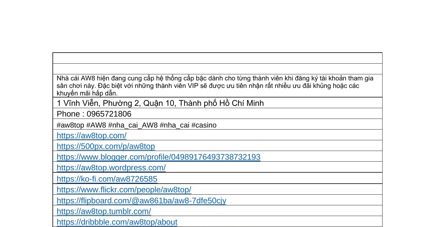 Nhà cái AW8 hiện đang cung cấp hệ thống cấp bậc dành cho từng thành viên khi đăng ký tài khoản ...