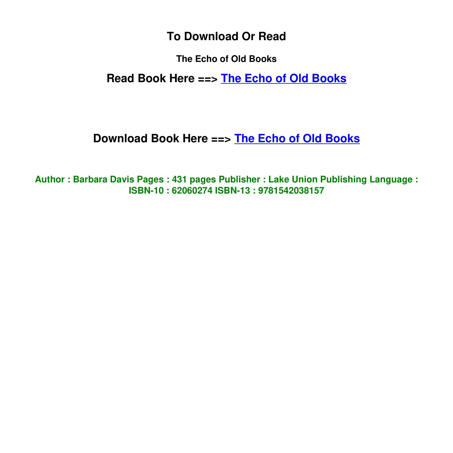 DOWNLOAD Pdf The Echo of Old Books By Barbara Davis.pdf | DocDroid