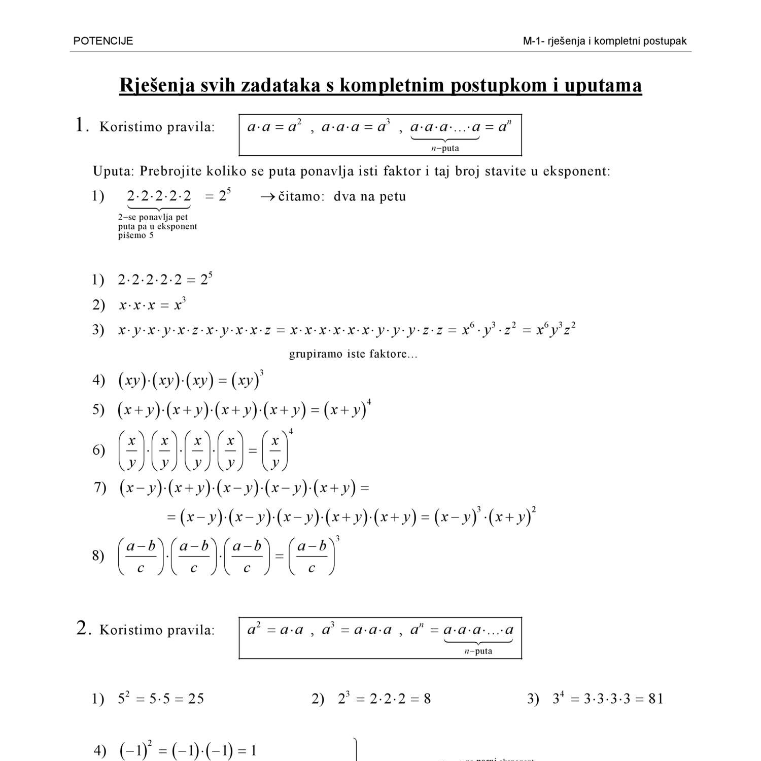 Stepeni - operacije sa stepenima.pdf | DocDroid