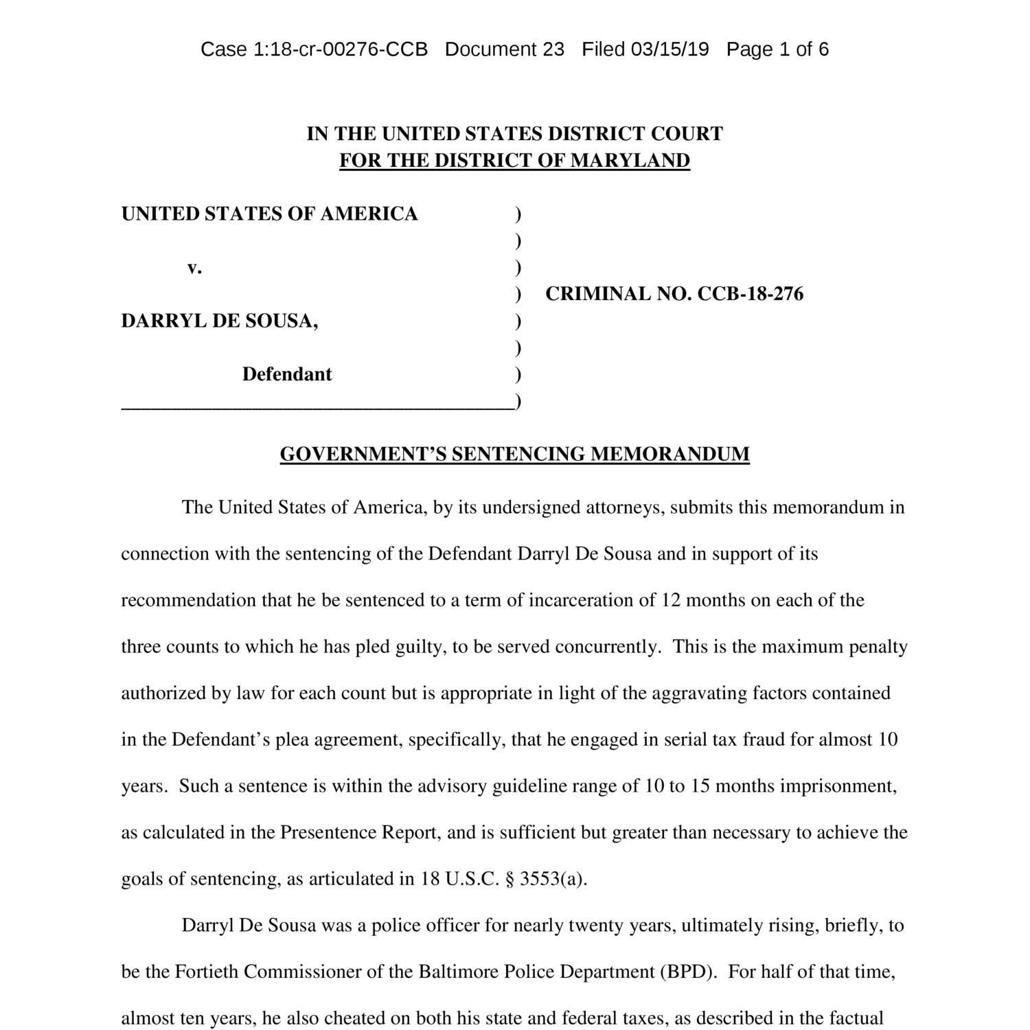 De SousaDarrylGovt Sentencing Memo.pdf | DocDroid