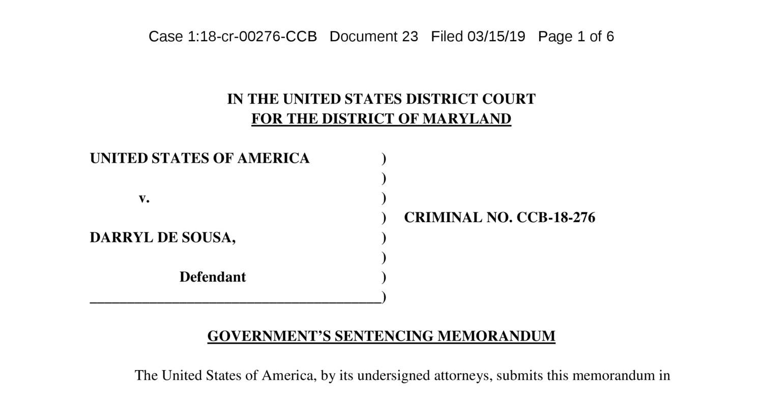 De SousaDarrylGovt Sentencing Memo.pdf | DocDroid