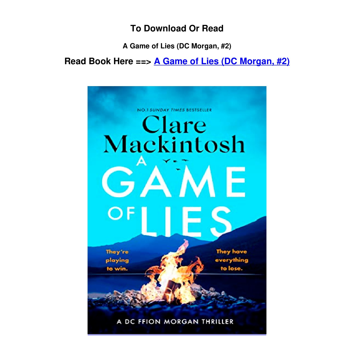 download Pdf A Game of Lies DC Morgan 2 BY Clare Mackintosh.pdf | DocDroid
